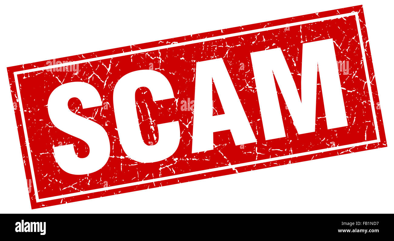 scam red square grunge stamp on white Stock Photo - Alamy