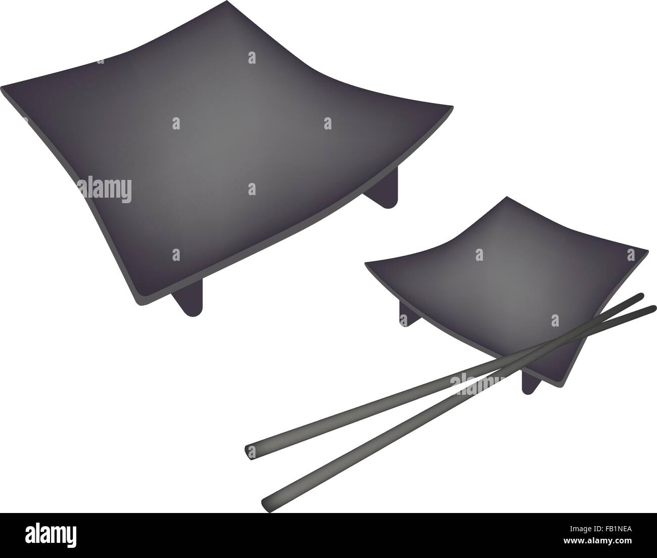 Traditional Japan, Illustration of Black Sushi Geta Plate or Wooden ...