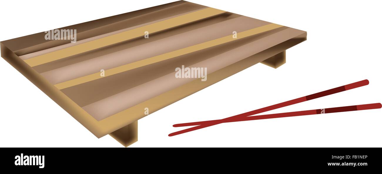 Traditional Japan, Illustration of Sushi Geta Tray or Wooden Sushi ...