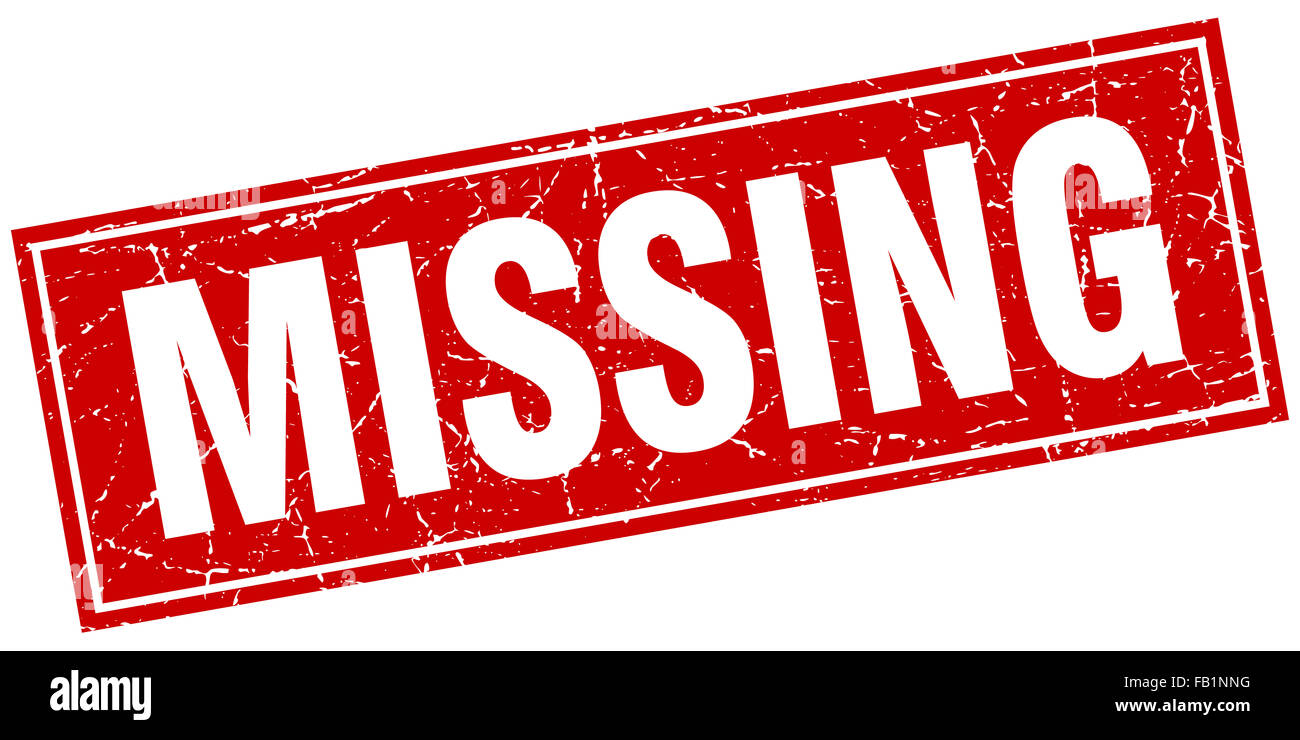 missing red square grunge stamp on white Stock Photo - Alamy
