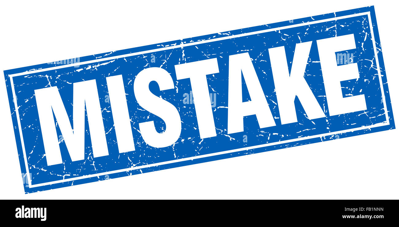 mistake blue square grunge stamp on white Stock Photo - Alamy