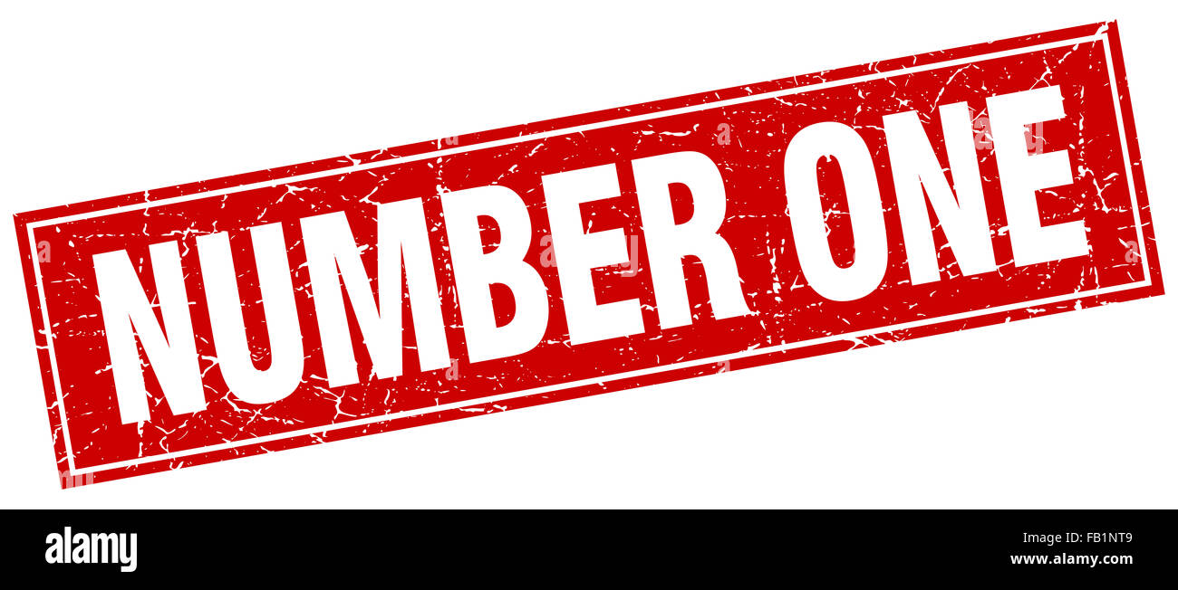 number one red square grunge stamp on white Stock Photo - Alamy