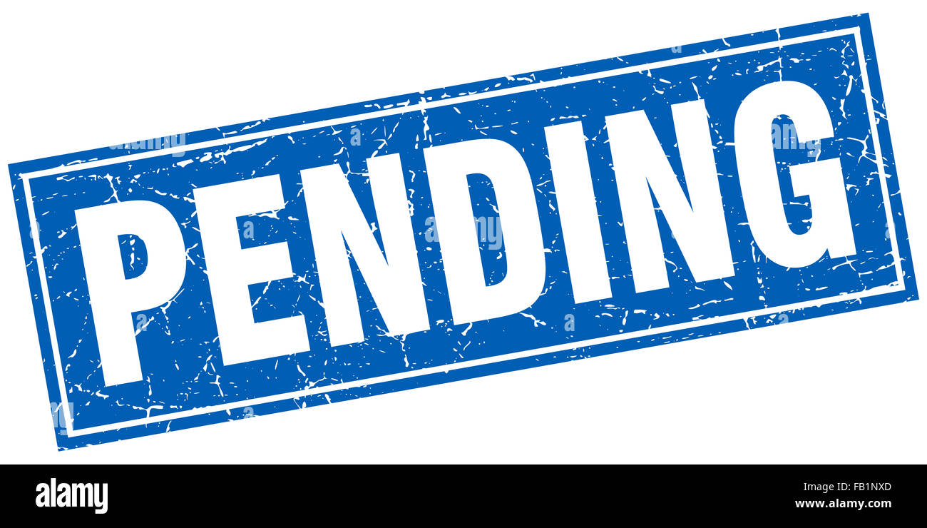 pending blue square grunge stamp on white Stock Photo - Alamy