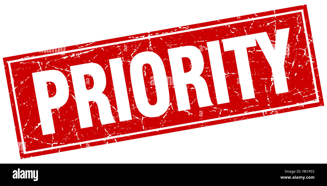 priority red square grunge stamp on white Stock Photo - Alamy