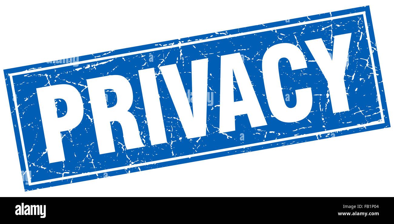 privacy blue square grunge stamp on white Stock Photo - Alamy