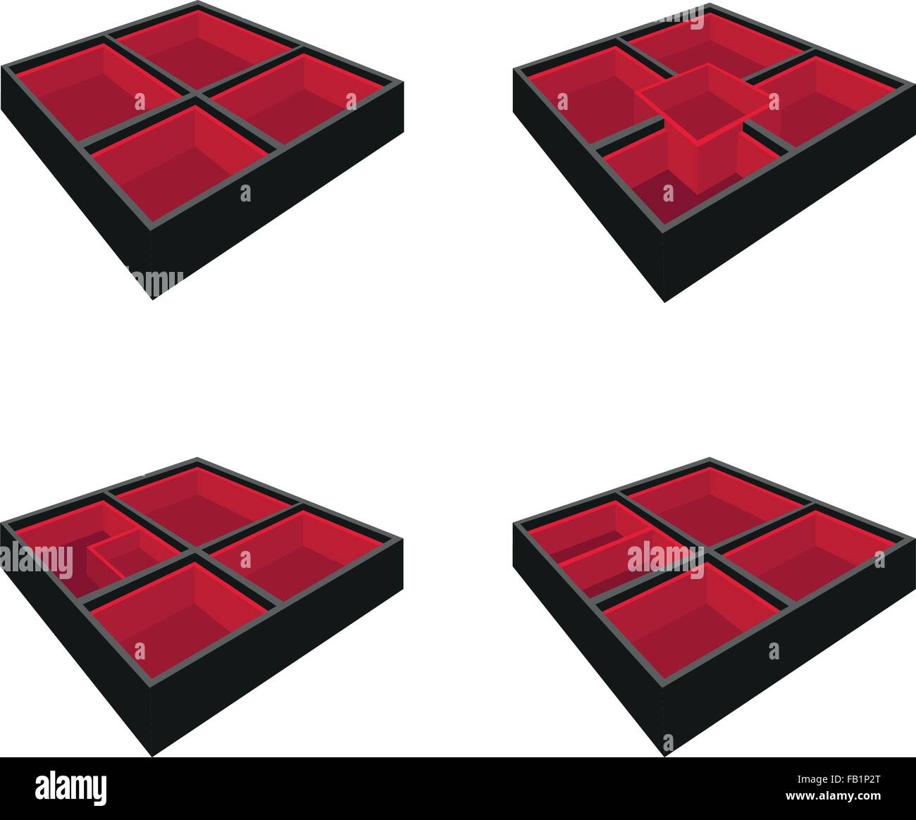 Traditional Japan, Illustration Collection of Empty Bento Box or Multi ...