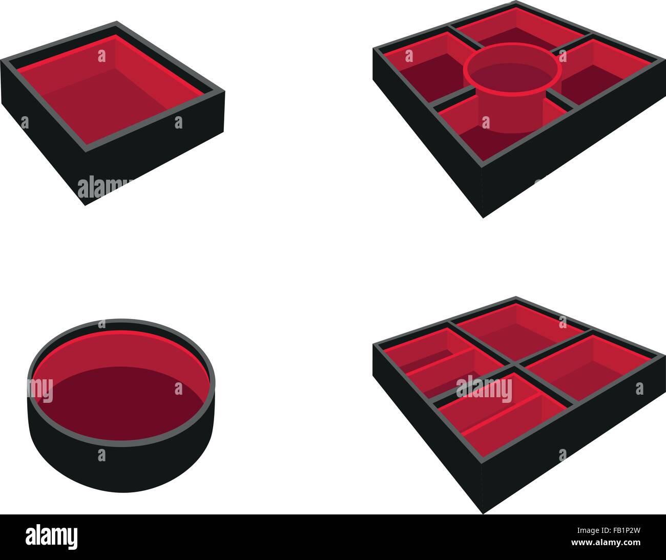 Traditional Japan, Illustration Collection of Empty Bento Box or Multi ...