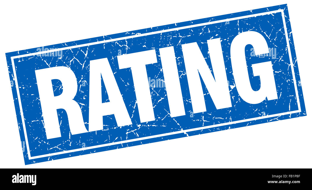 rating blue square grunge stamp on white Stock Photo - Alamy