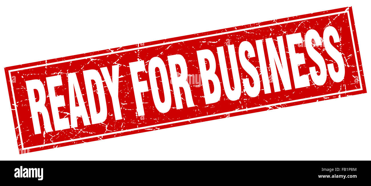 ready for business red square grunge stamp on white Stock Photo - Alamy