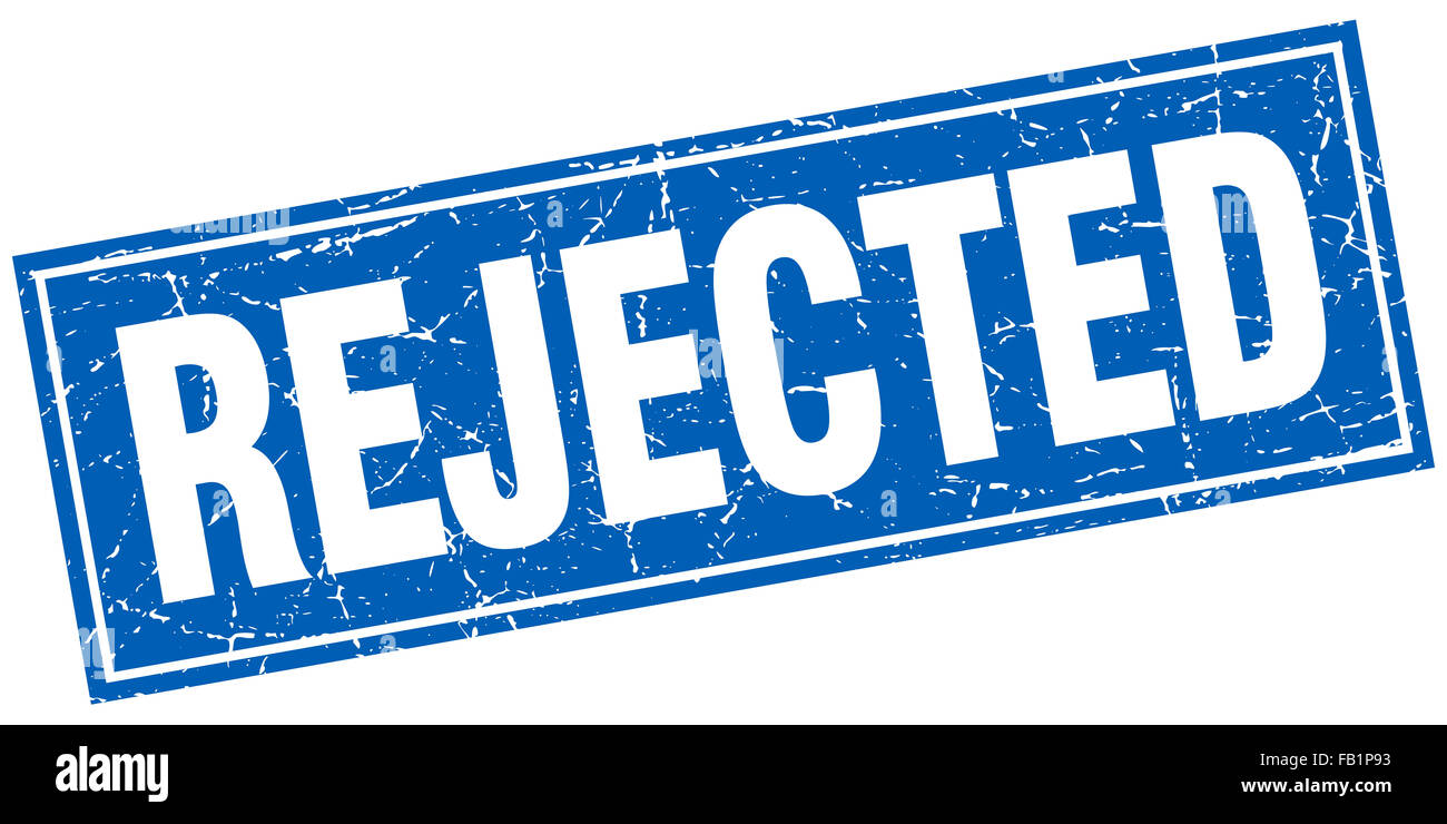 rejected blue square grunge stamp on white Stock Photo - Alamy