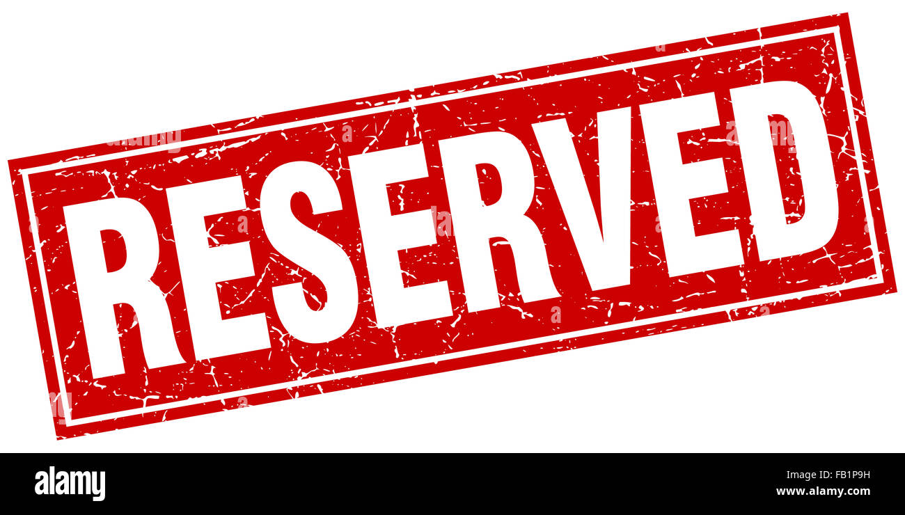 reserved red square grunge stamp on white Stock Photo - Alamy