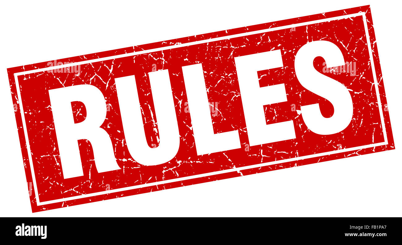 rules red square grunge stamp on white Stock Photo - Alamy