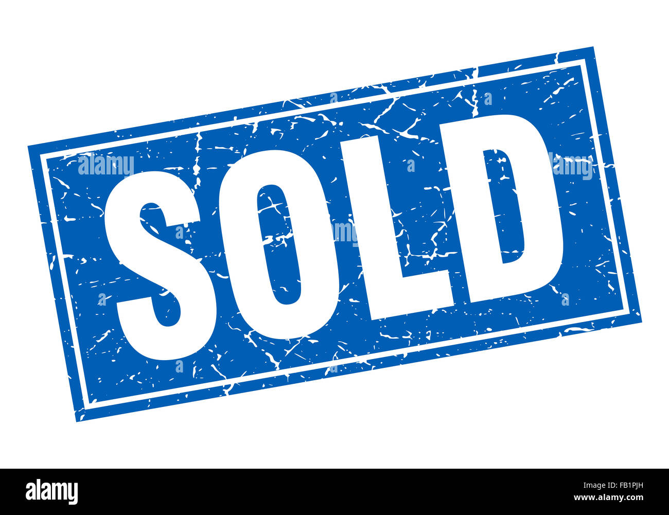 sold blue square grunge stamp on white Stock Photo - Alamy