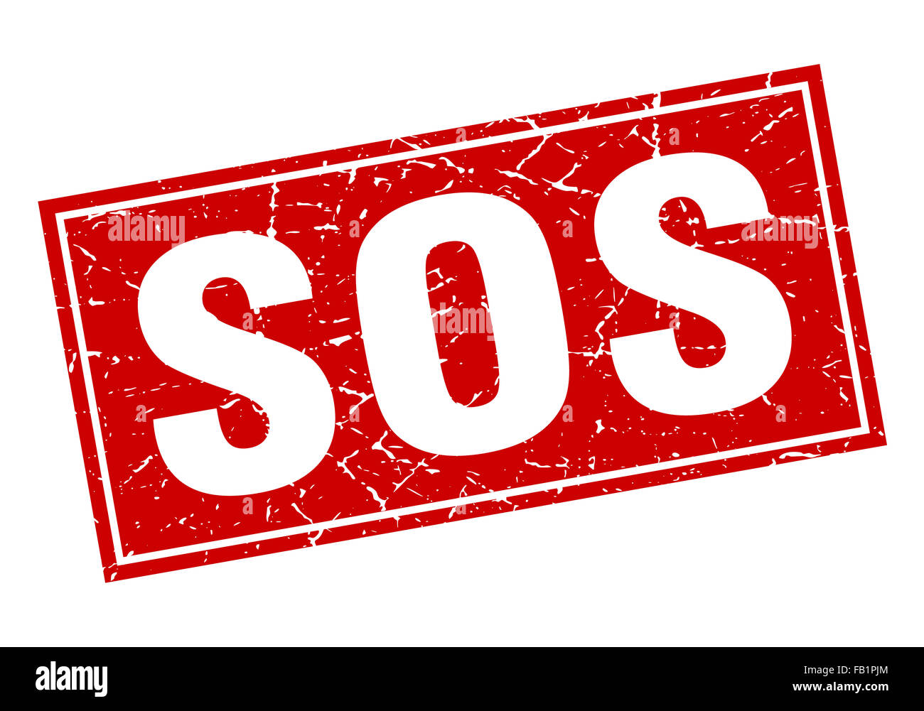 sos red square grunge stamp on white Stock Photo - Alamy