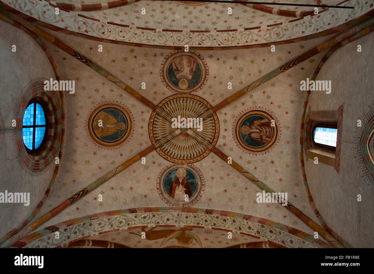 The painted ceiling of San Bassiano Basilica, near Lodi (Italy Stock ...