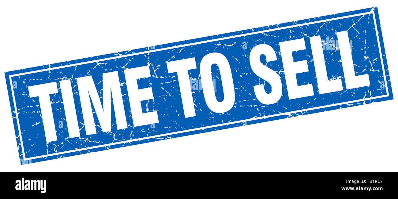 time to sell blue square grunge stamp on white Stock Photo - Alamy