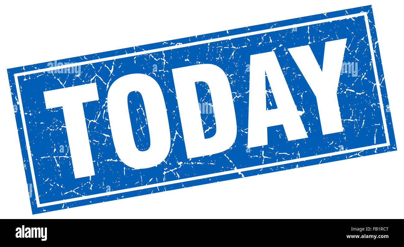 today blue square grunge stamp on white Stock Photo - Alamy