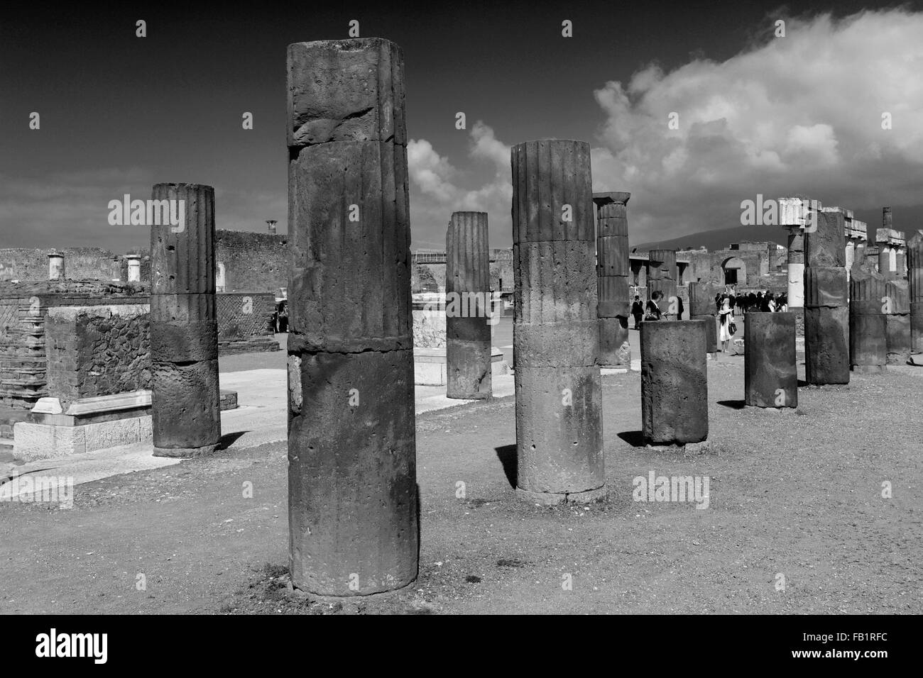 The Forum area of Pompeii, the Roman city buried in lava near Naples ...