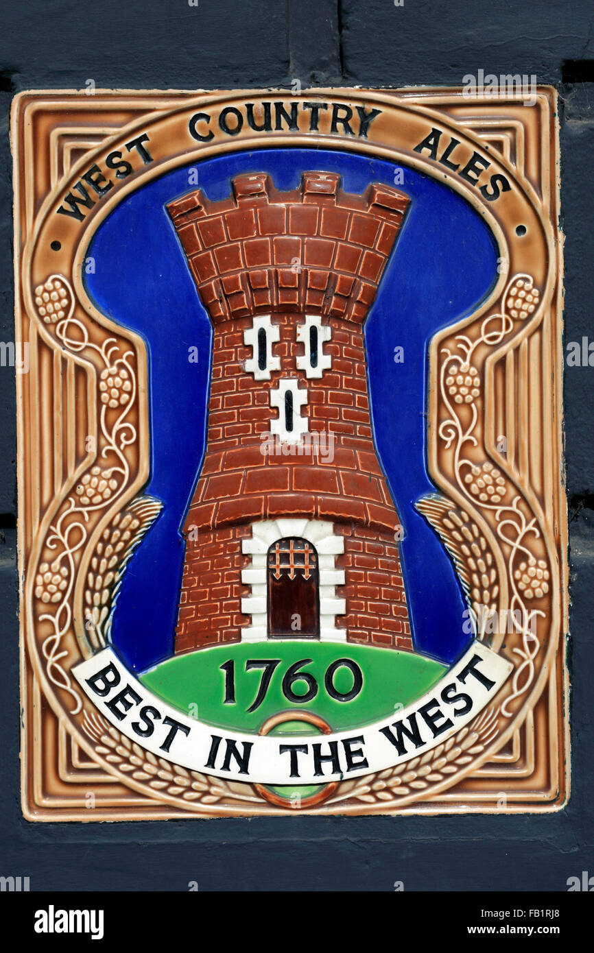 West Country Ales pub sign, Bridgwater town centre, Somerset, England ...