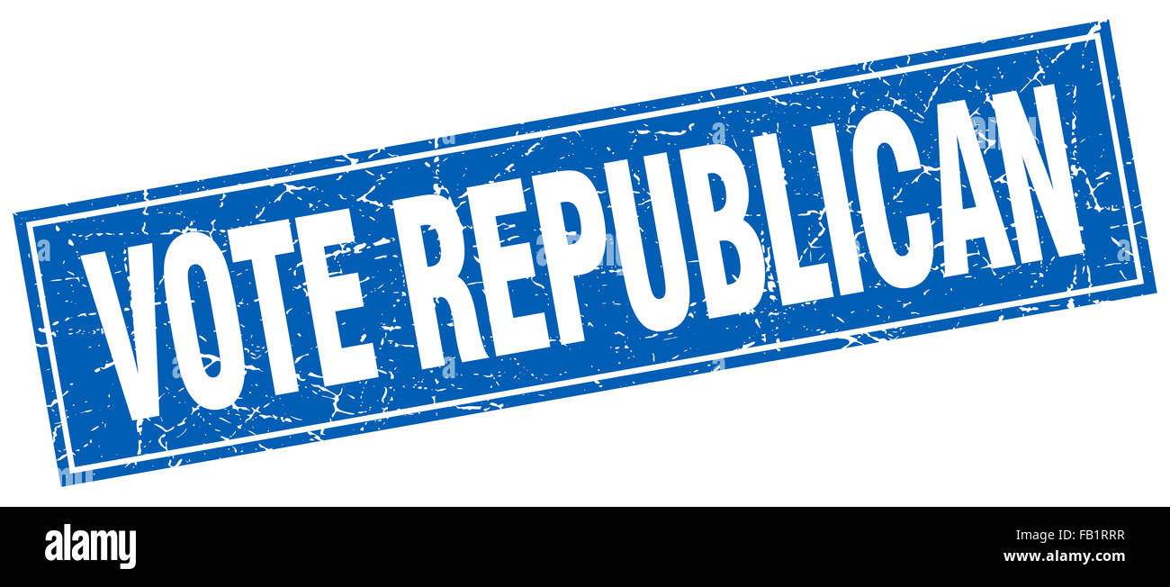 vote republican blue square grunge stamp on white Stock Photo - Alamy