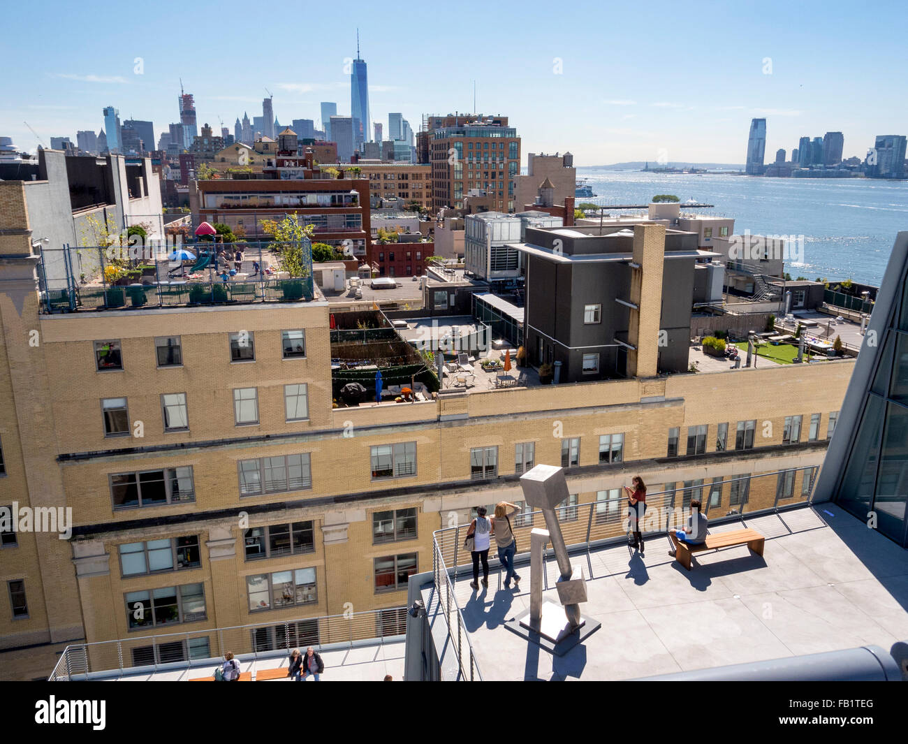 Visitors to the Whitney Museum of Art in the Meatpacking District of ...