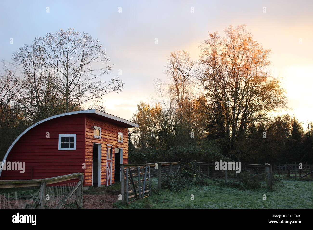 Morning sunrise at the farm Stock Photo - Alamy