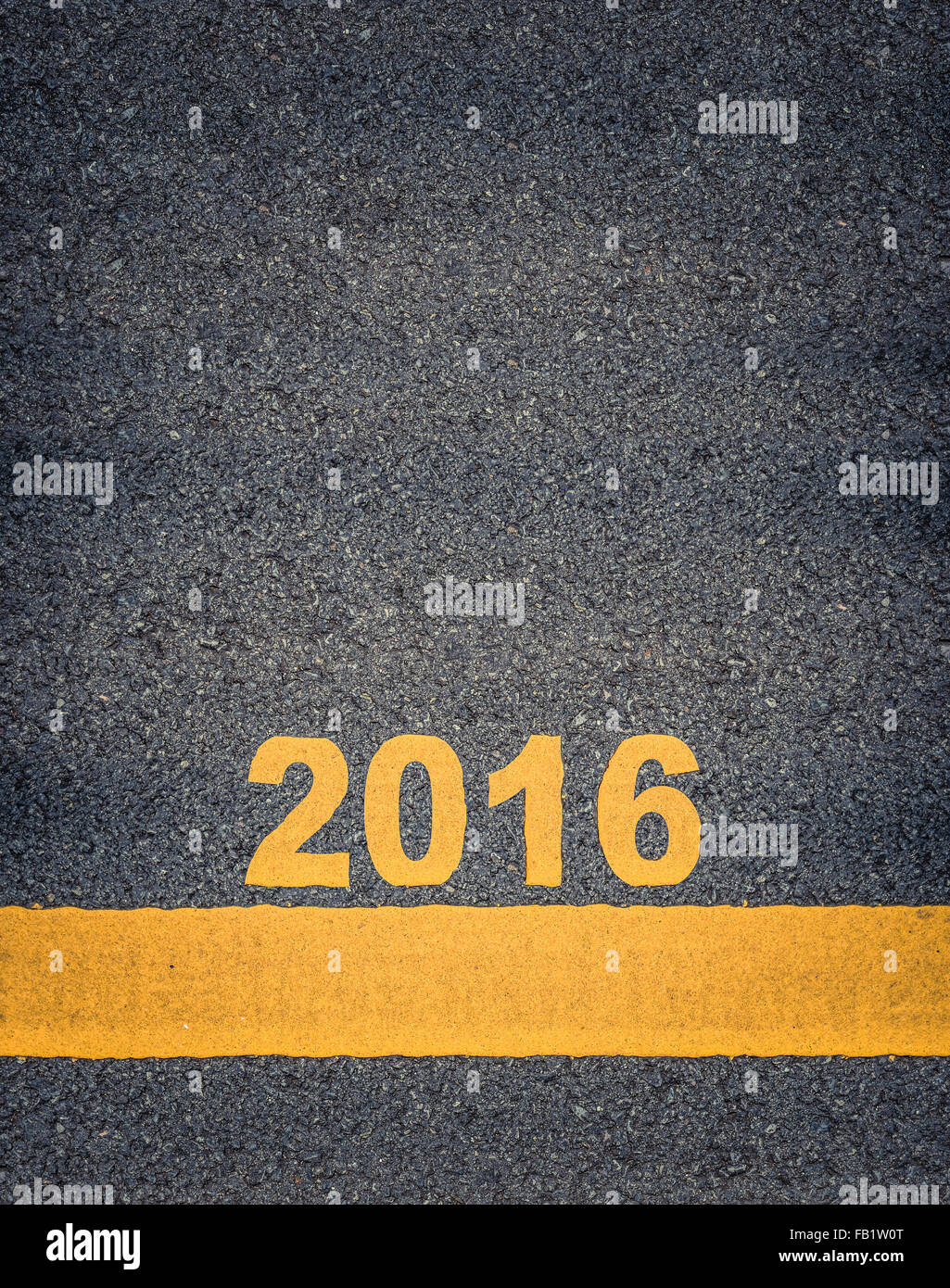 Conceptual Image Of Year 2016 As Yellow Asphalt Road Markings With ...