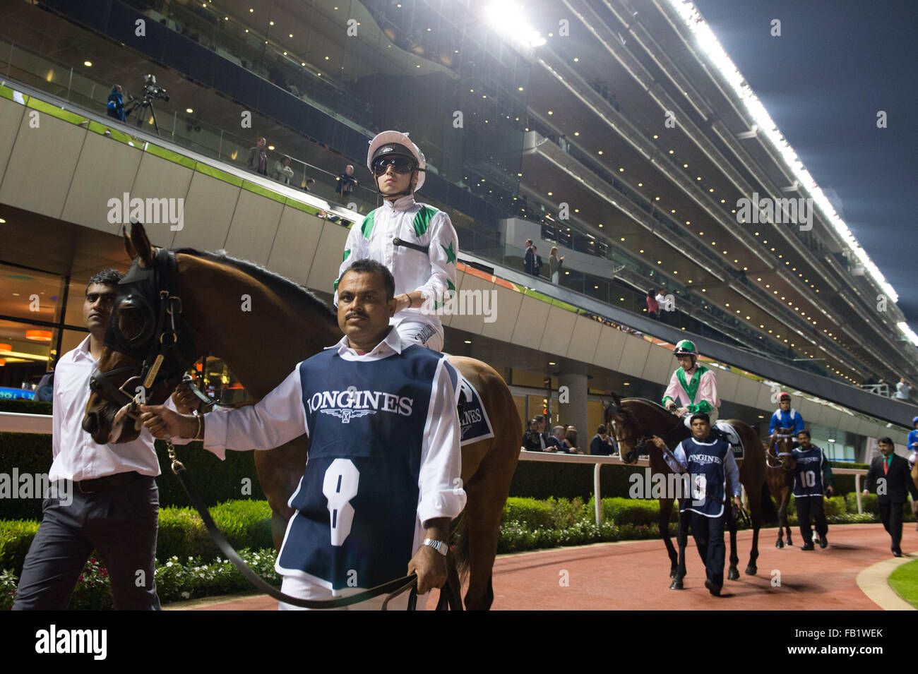 Dubai, UAE. 07th Jan, 2016. Mickael Barzalona riding Ahlan Emarati ...