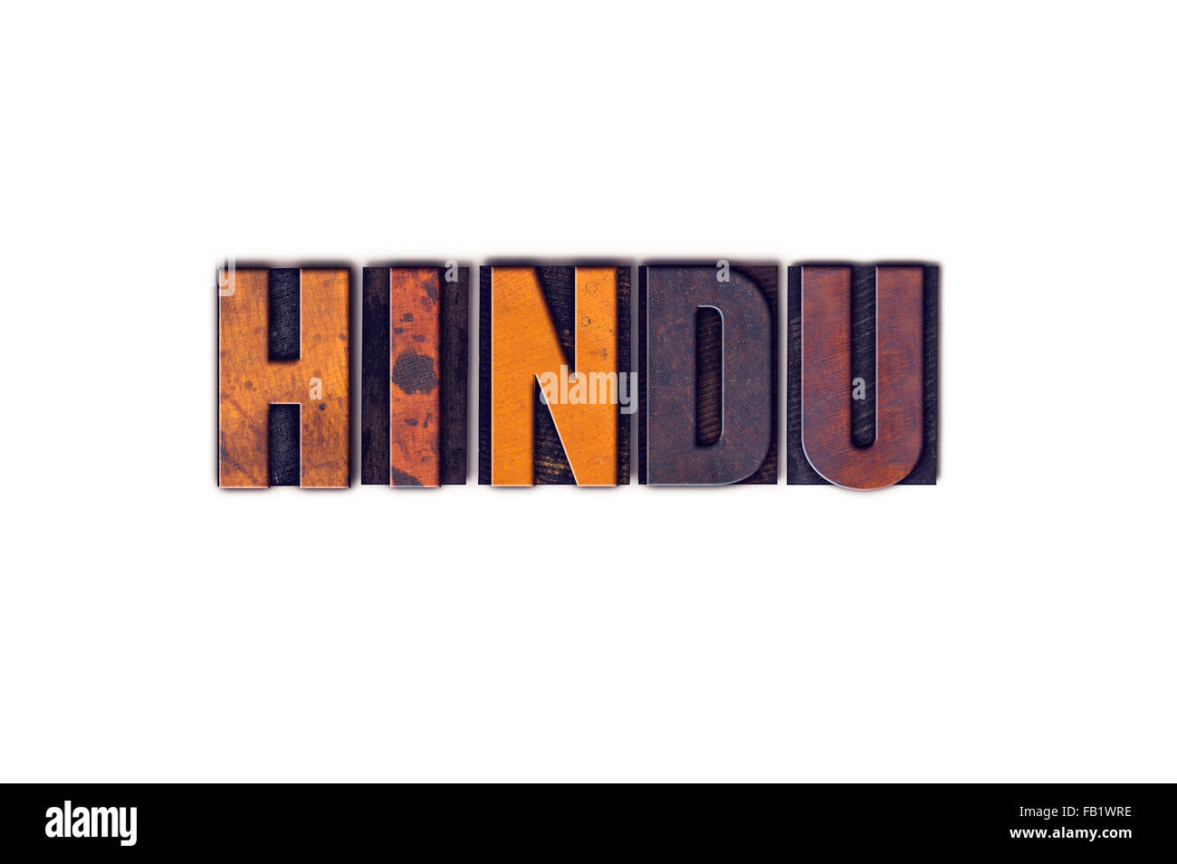 The word "Hindu" written in isolated vintage wooden letterpress type on ...