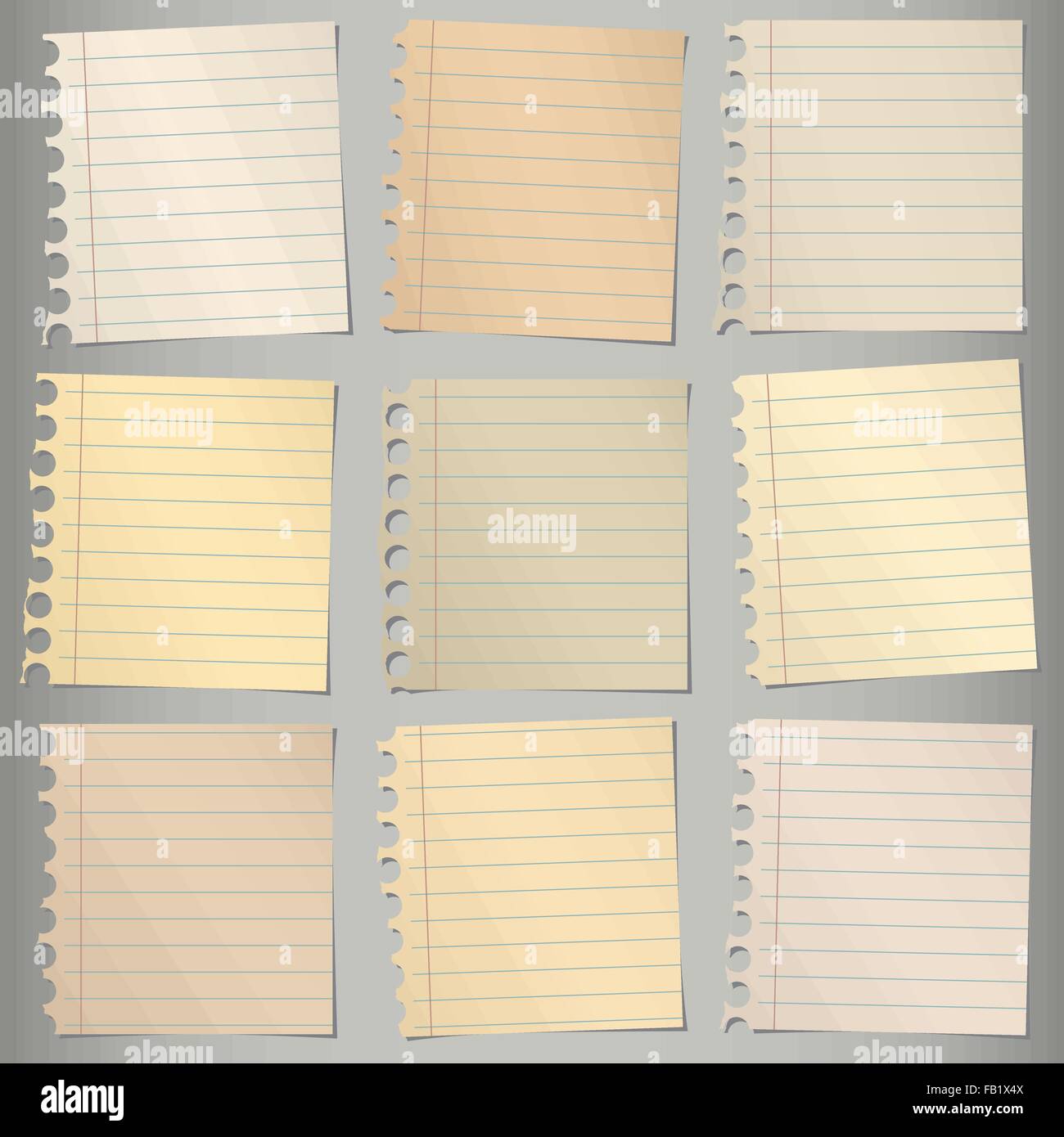 Set of brown torn note paper with lines Stock Vector Image & Art - Alamy