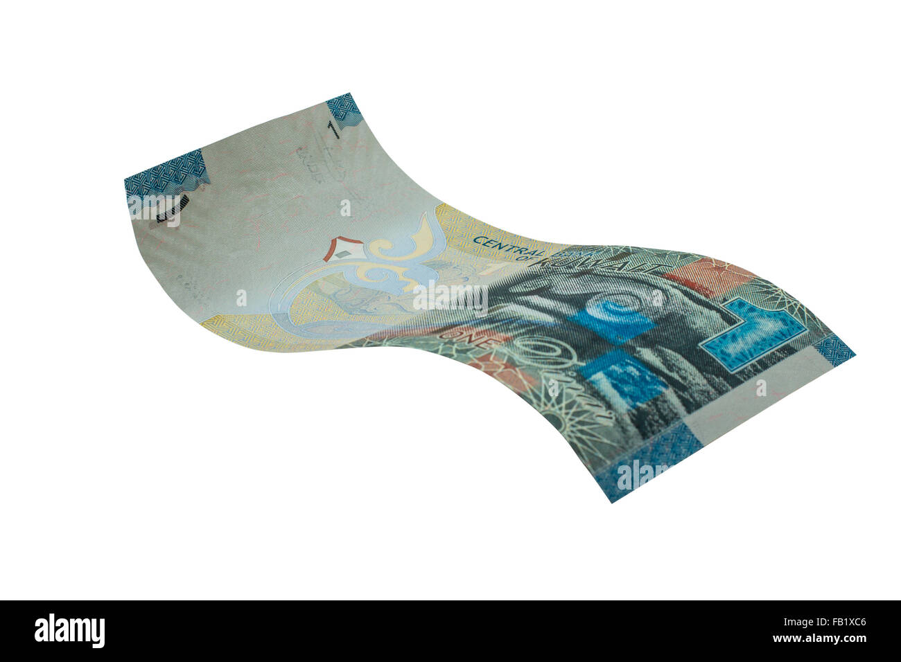 1 Kuwaiti dinar bank note. Kuwaiti dinar is the national currency of ...