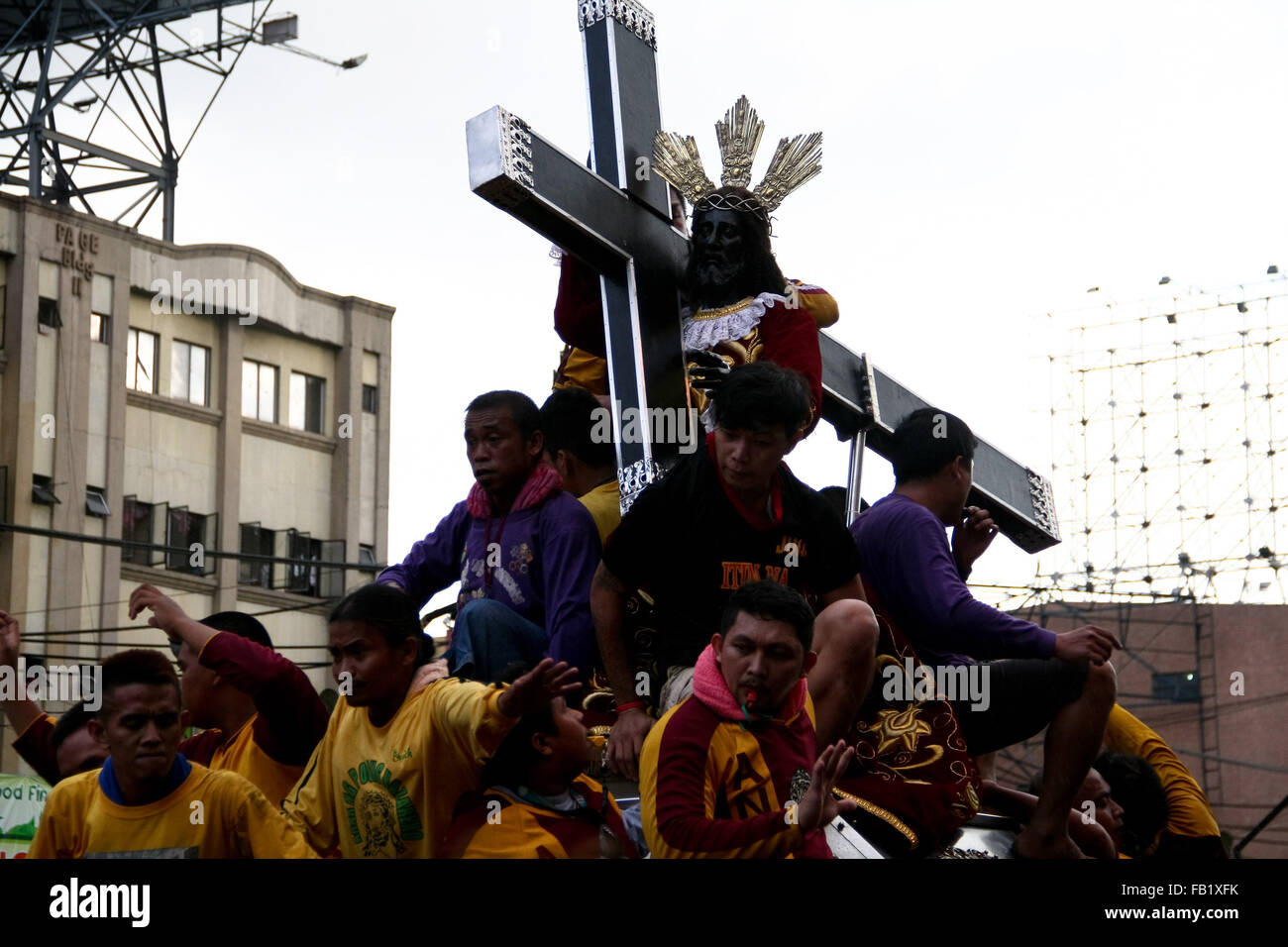 Manila, Philippines. 07th Jan, 2016. The Black Nazarene replica makes ...