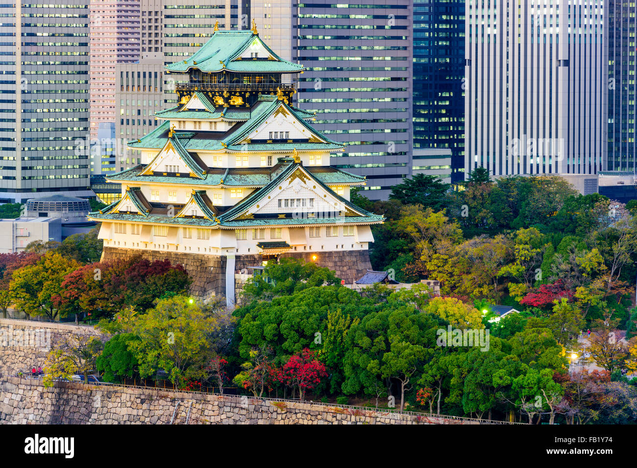 Osaka, Japan skyline at Osaka Castle Park Stock Photo - Alamy
