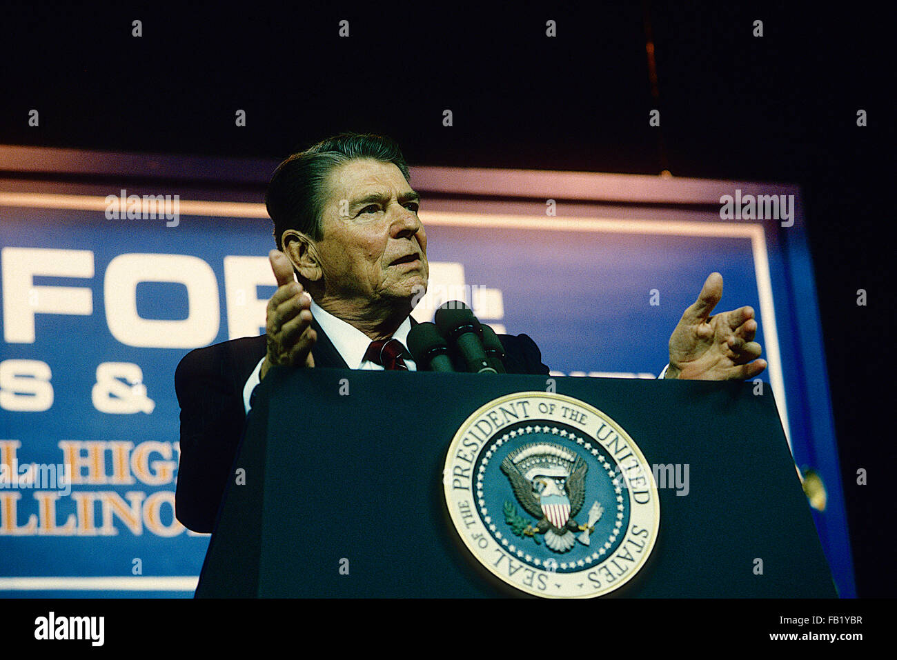 Chicago, Illinois., USA, 10th October, 1985 President Ronald Reagan ...