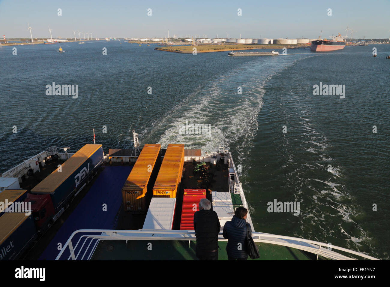 leaving the harbour at Rotterdam by ferry to Hull, Netherlands Stock ...