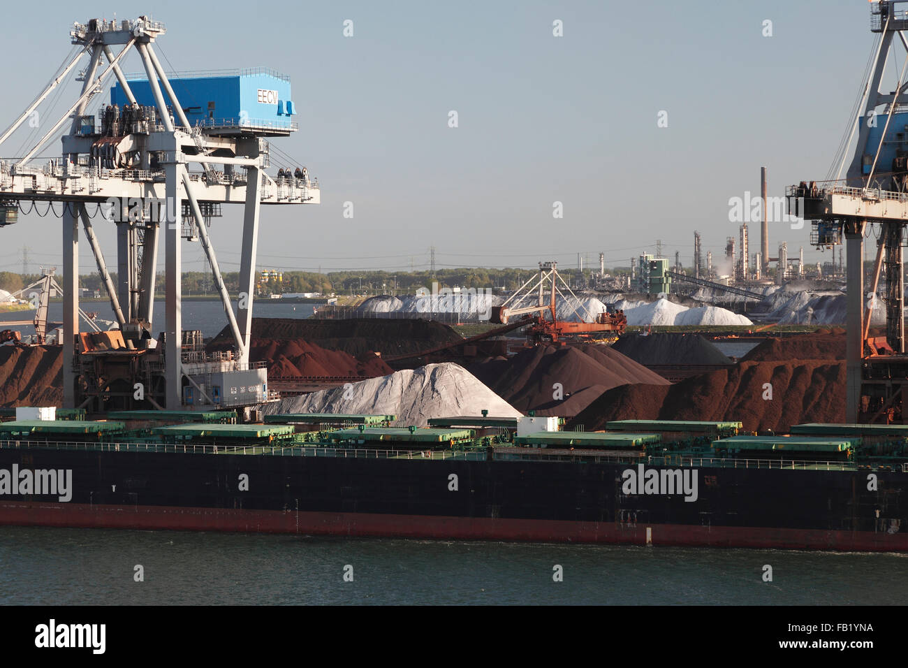 crude ore mining in the industrial port at Rotterdam, Netherlands Stock ...