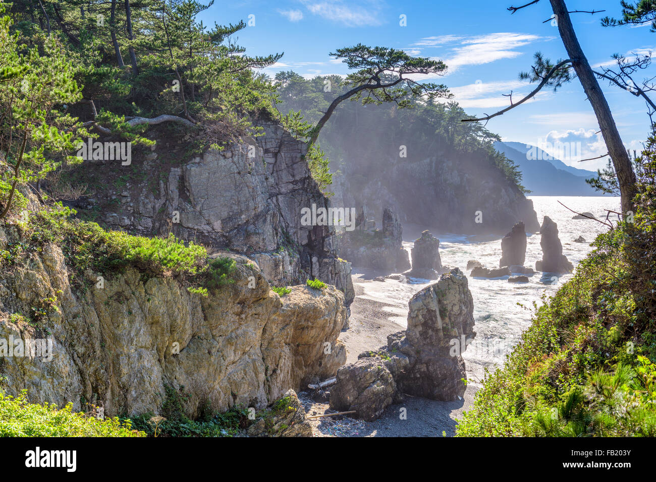 Omijima Island, Yamaguchi, Japan rocky coast on the Sea of Japan Stock ...