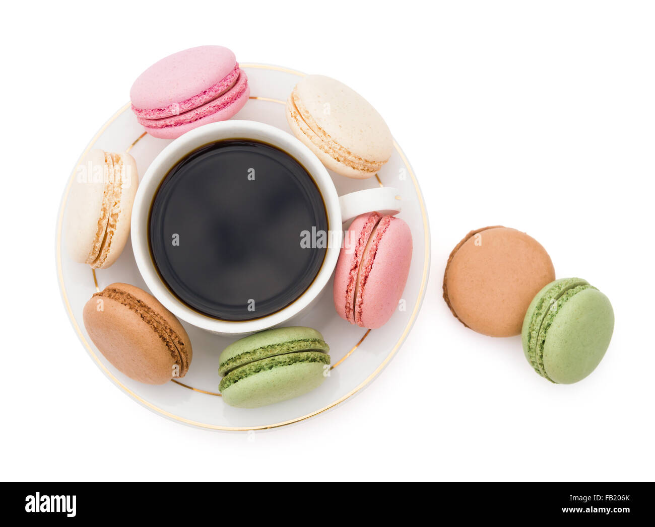 top view colorful macaroons on plate with clipping path Stock Photo - Alamy