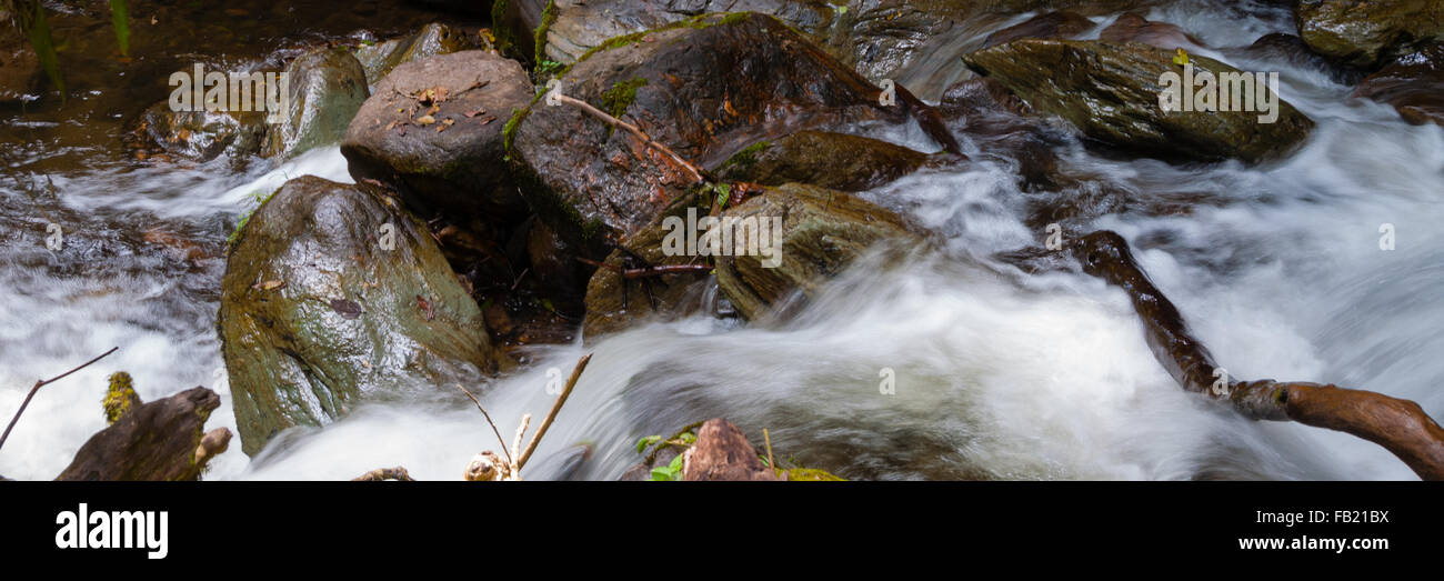 Closeup of water flowing around rocks with motion blur Stock Photo - Alamy
