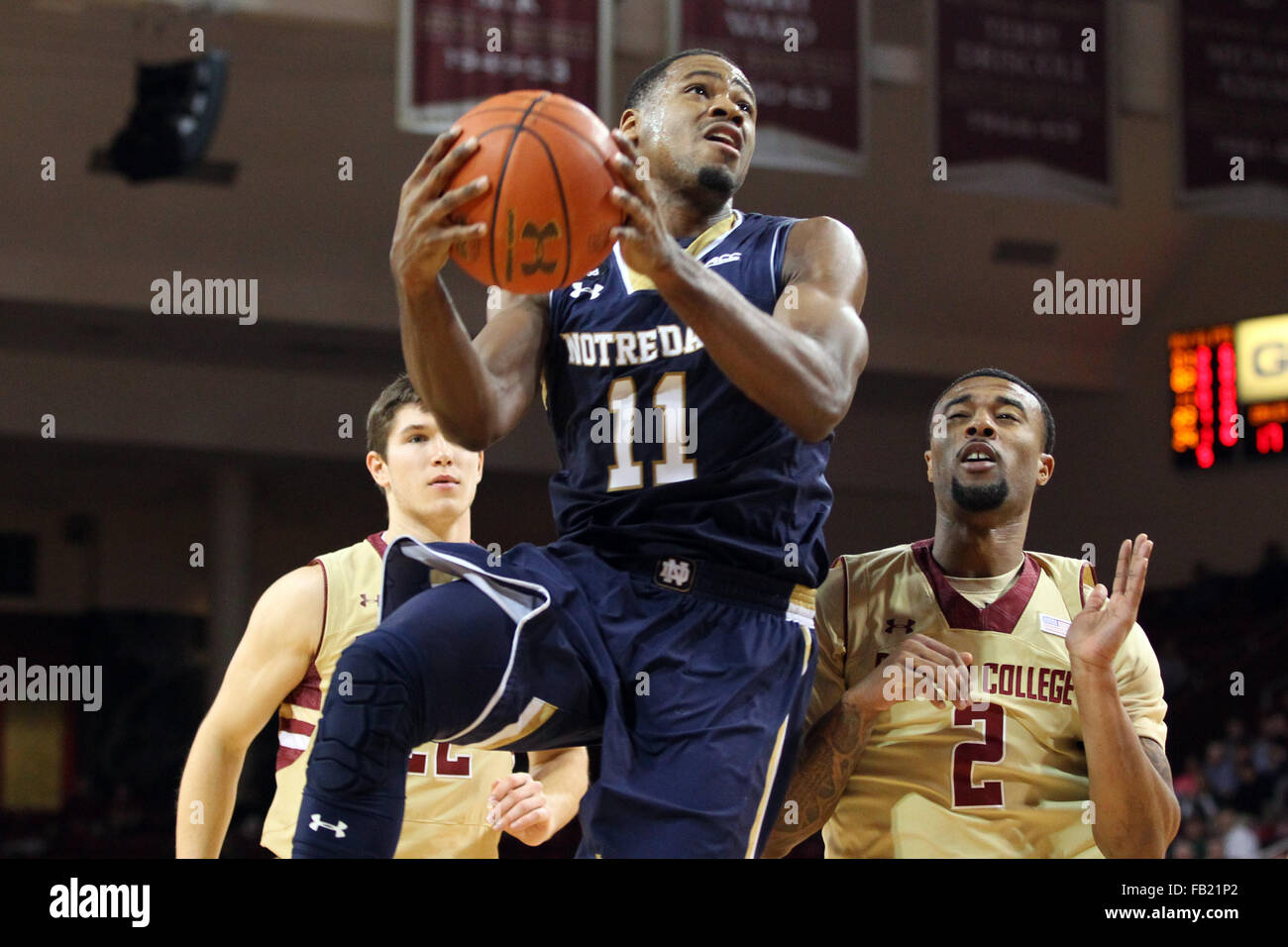 Conte Forum. 7th Jan, 2016. MA, USA; Notre Dame Fighting Irish guard ...