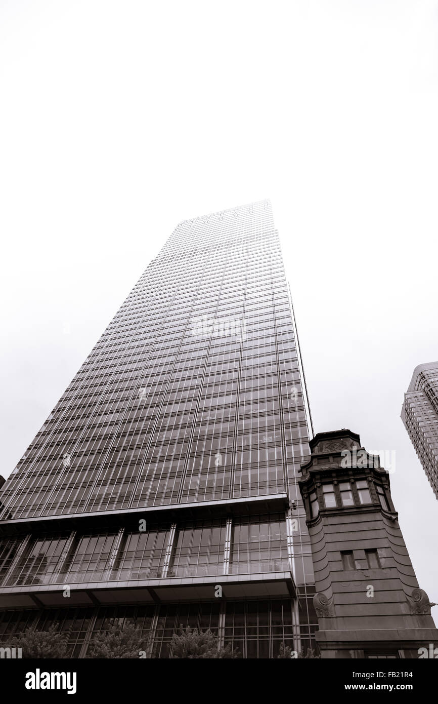 Modern architectural commercial building towers skyward disappearing ...