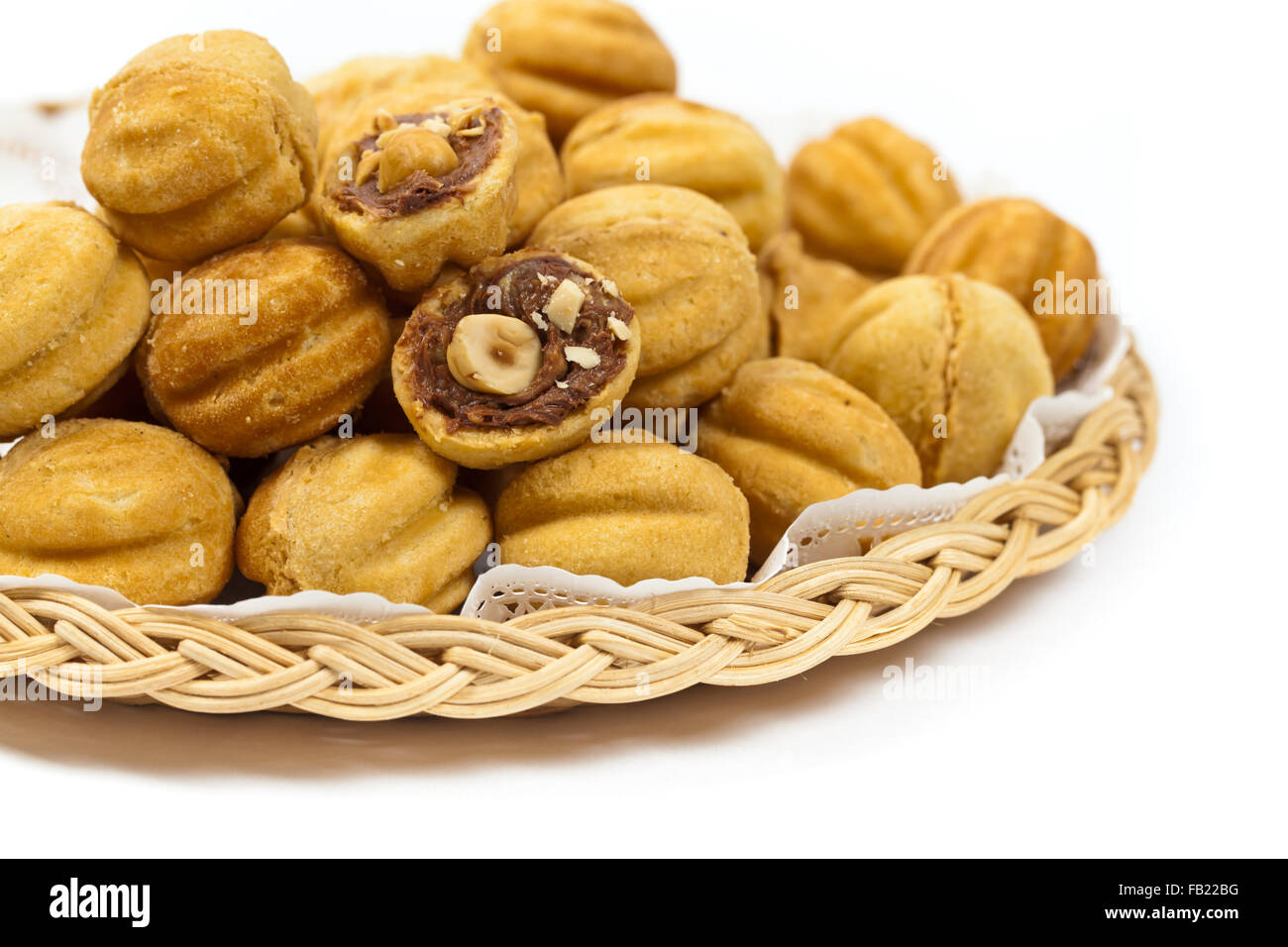Walnut Shaped Cookies Filled With Cream Stock Photo - Alamy