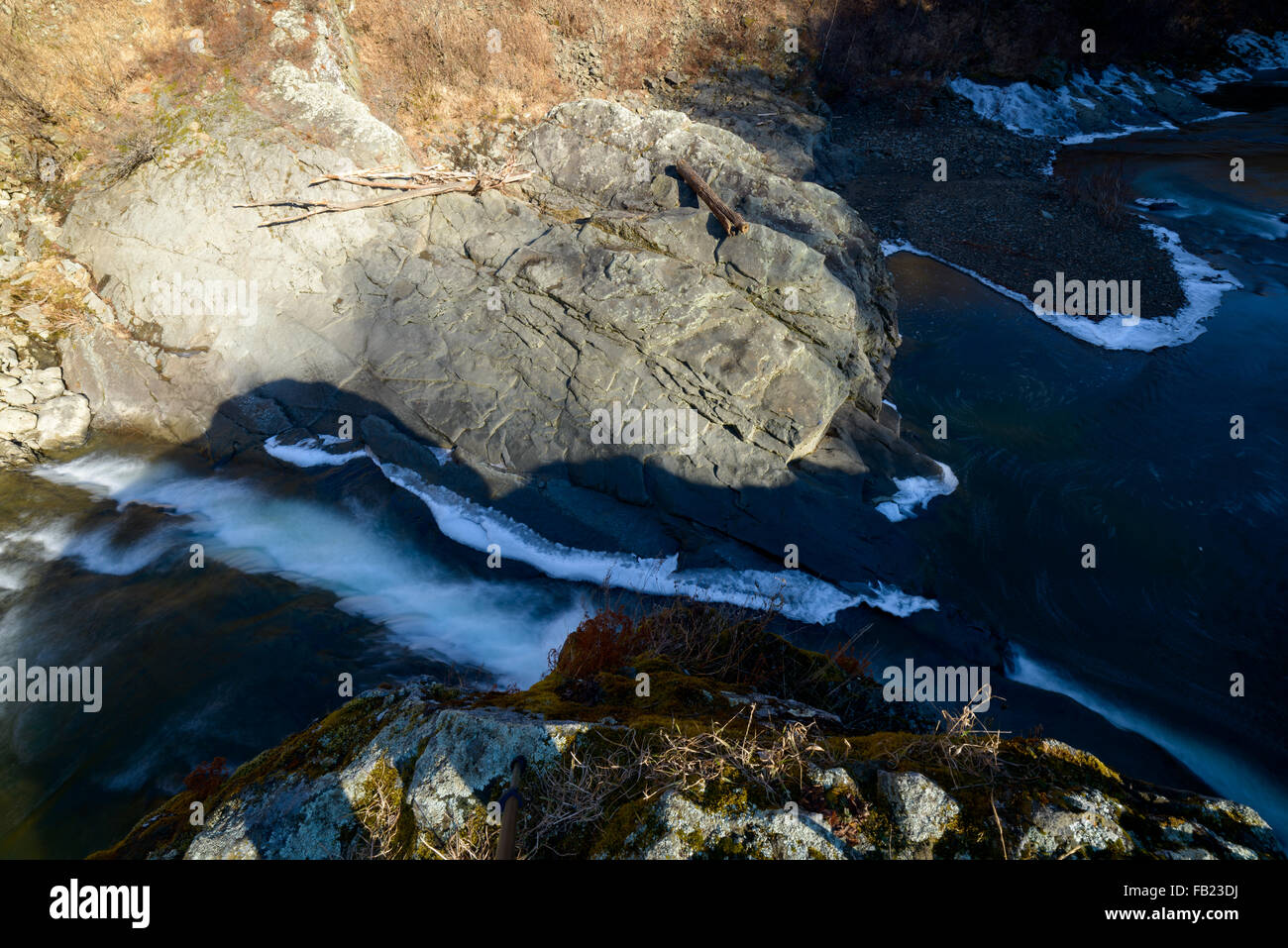 The rapids of the river in late autumn, Sakhalin Island, Russia Stock ...
