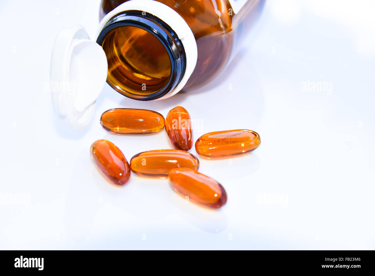 Lecithin gel vitamin supplement capsules isolated on white background ...