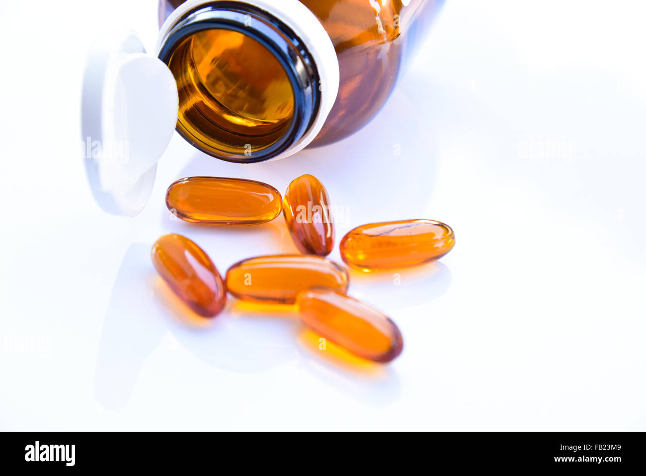 Lecithin gel vitamin supplement capsules isolated on white background ...