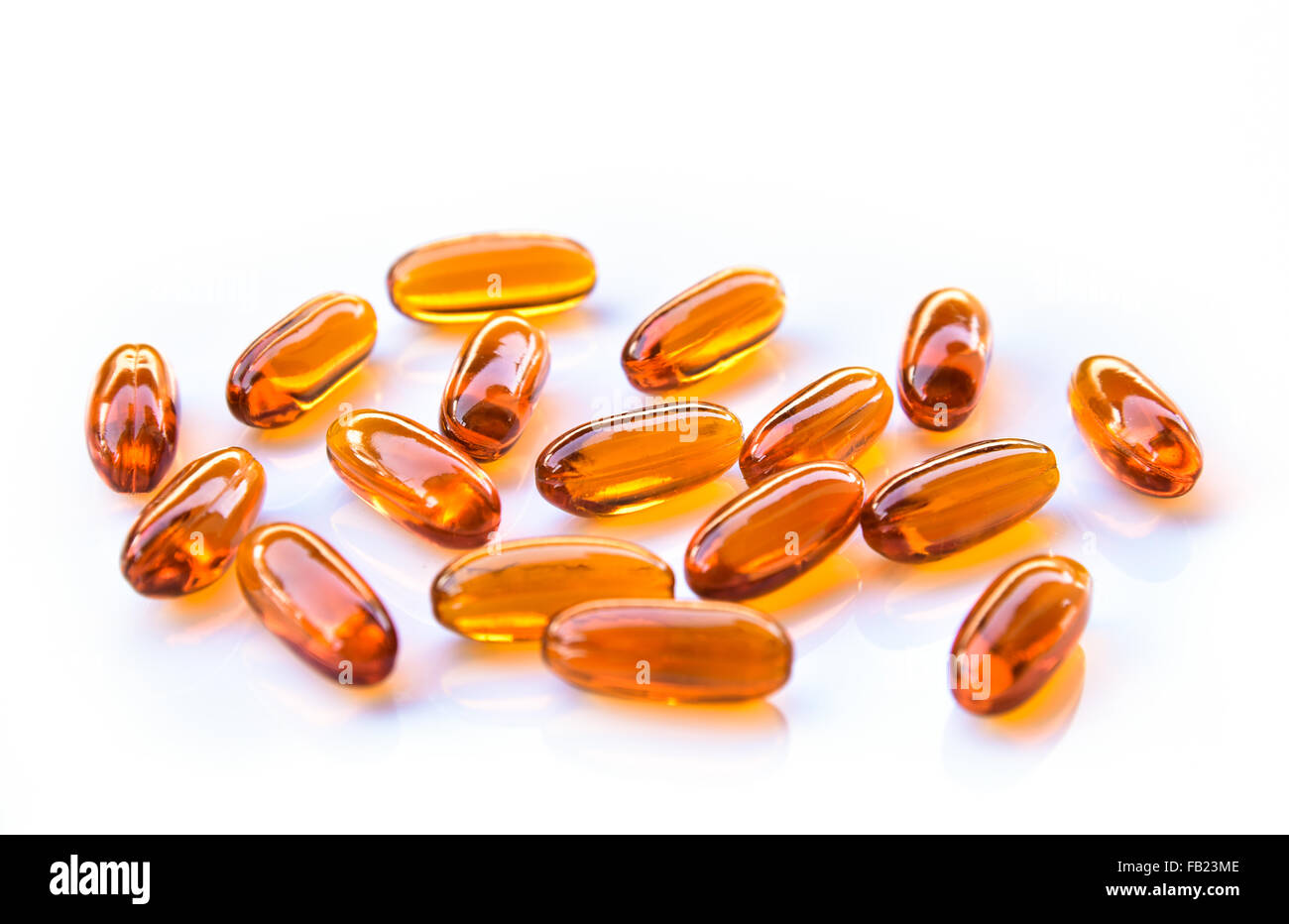 Lecithin gel vitamin supplement capsules isolated on white background ...