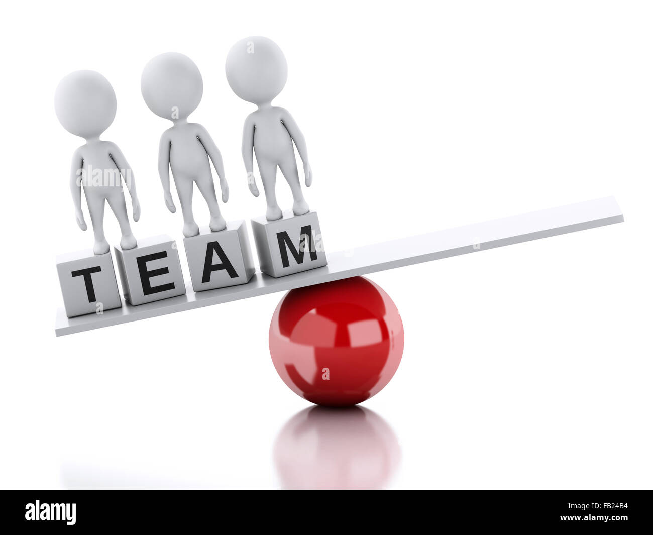 3d render illustration. White business people on a balance. Team ...