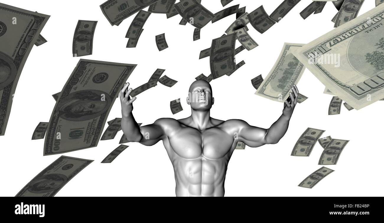 Creating Profit or Money Profits Easily With Man Stock Photo - Alamy