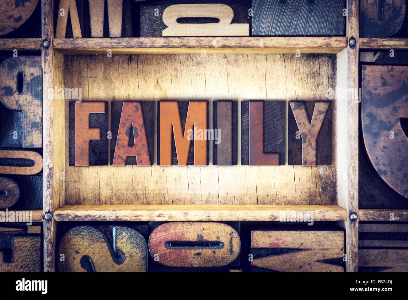 Word family written in vintage hi-res stock photography and images - Alamy