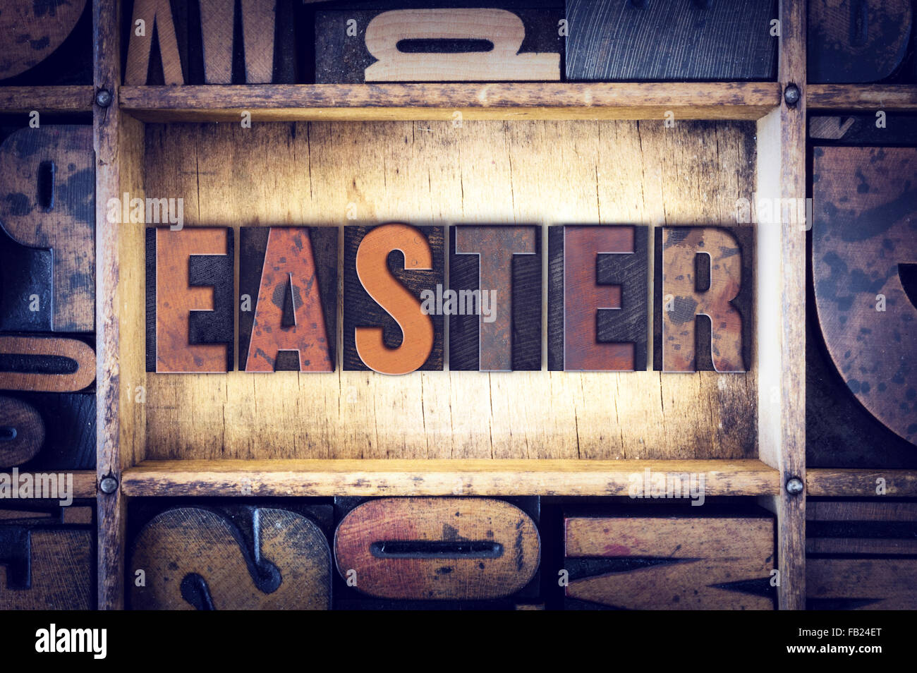 The word "Easter" written in vintage wooden letterpress type Stock ...